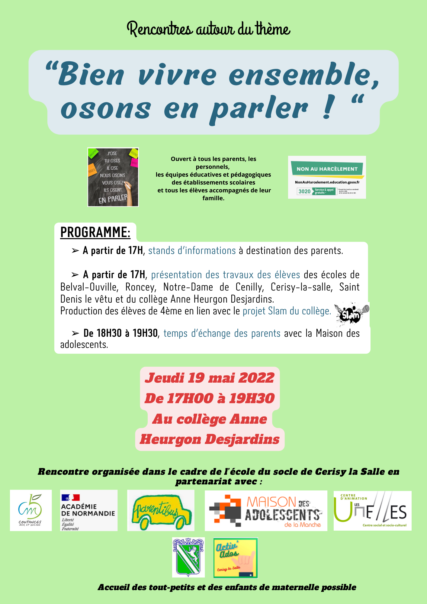 Rencontres le 19 mai autour du thème “bien vivre ensemble, osons en ...